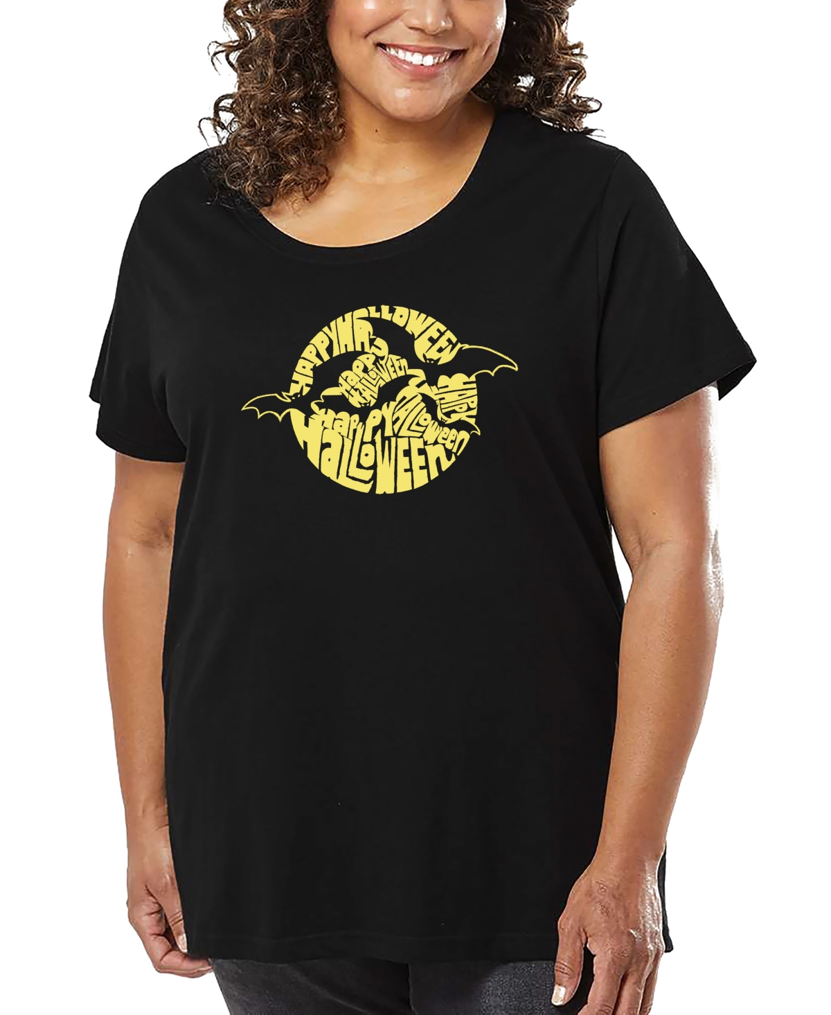 Click here for La Pop Art Plus Size Halloween Bats Word Art T-Shi... prices