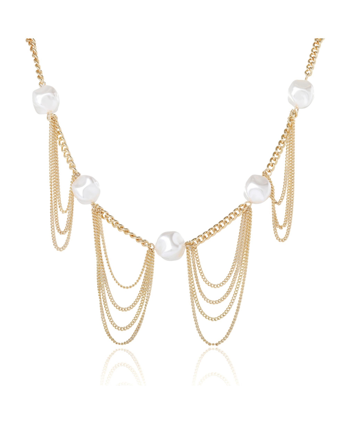 Click here for Bcbg Oversized Pearl Chain Necklace - Gold/white prices
