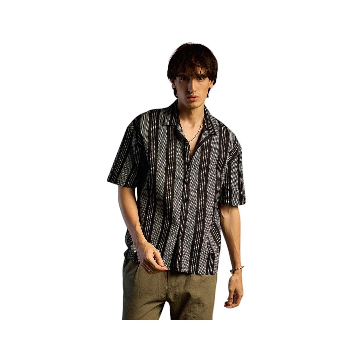 Click here for Campus Sutra Mens Woven Striped Oversized Shirt -... prices