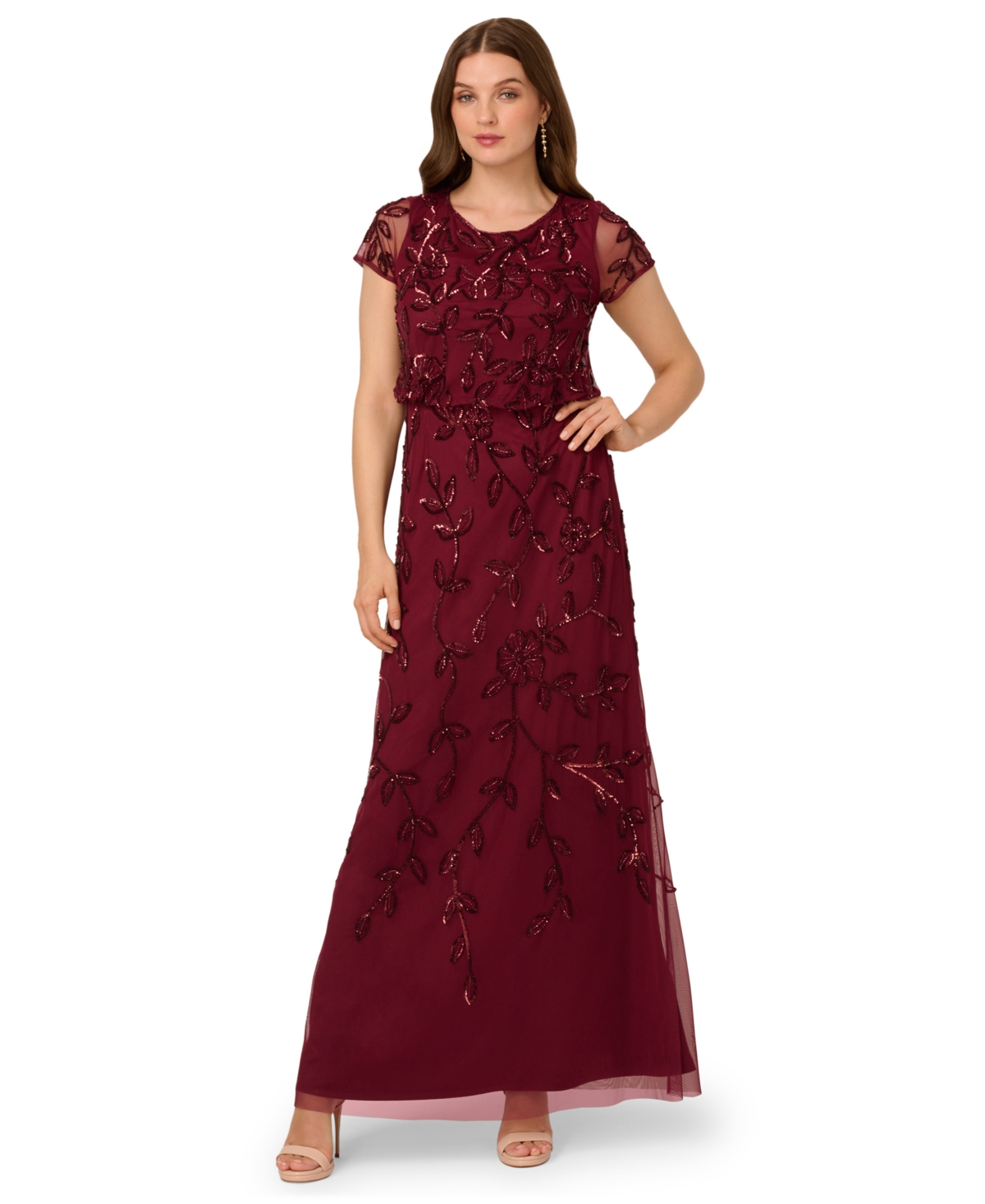 Click here for Adrianna Papell Womens Floral Bead Embellished Blo... prices