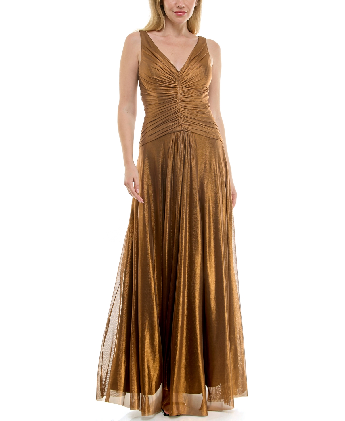 Click here for Taylor Womens Drop Waist V-Neck Dress - Bronze prices