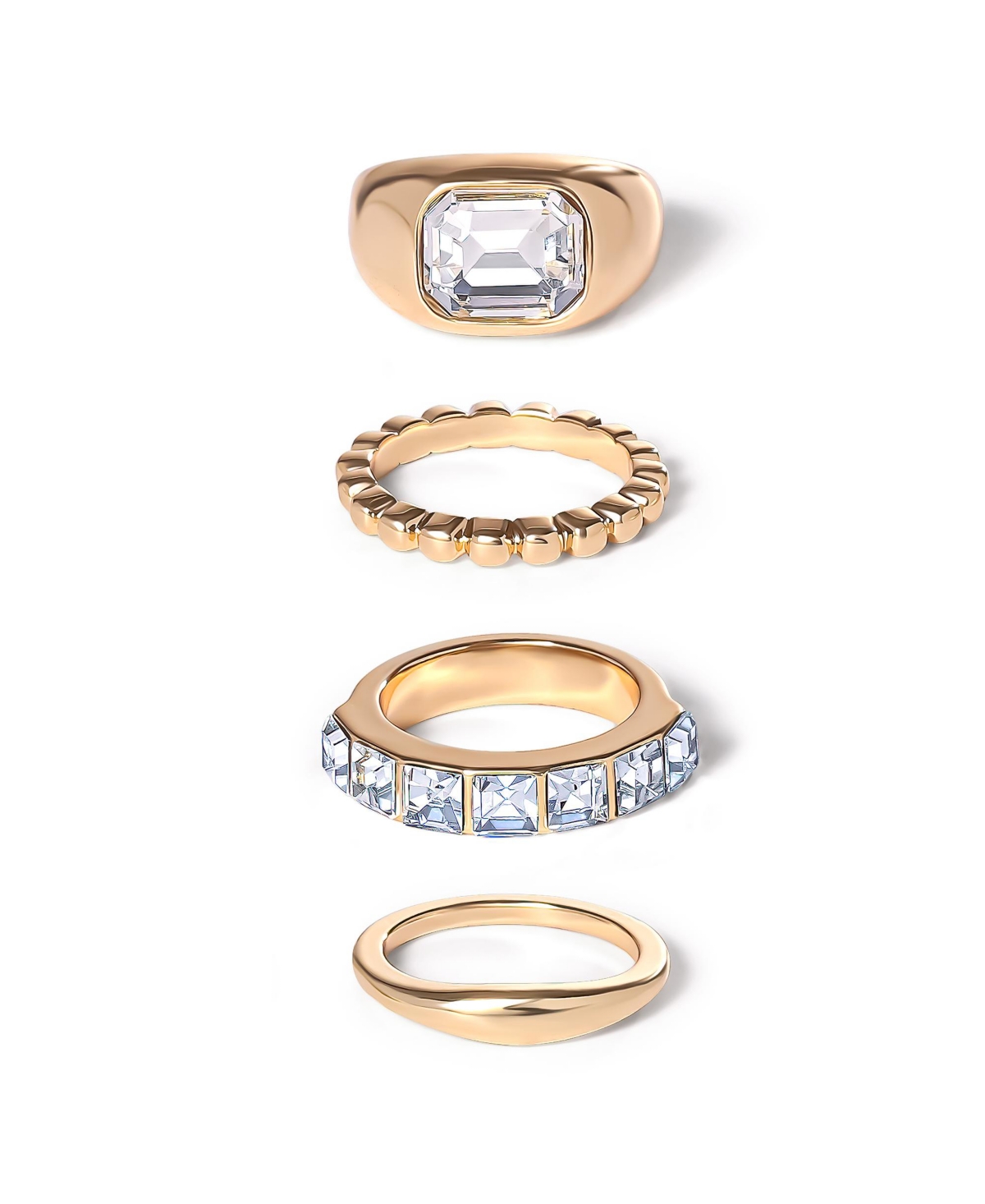 Click here for Jessica Simpson 4-Piece Textured Gold-Tone Ring Se... prices