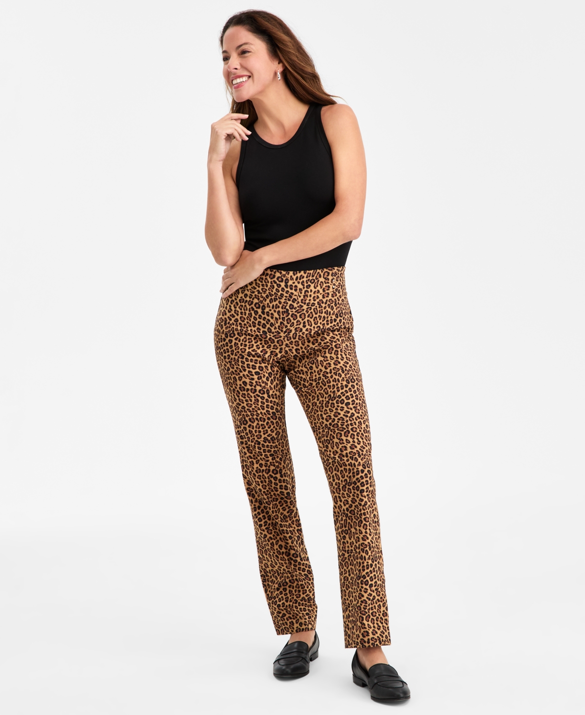 Click here for Jm Collection Womens Cheetah Tummy-Control Rivet P... prices