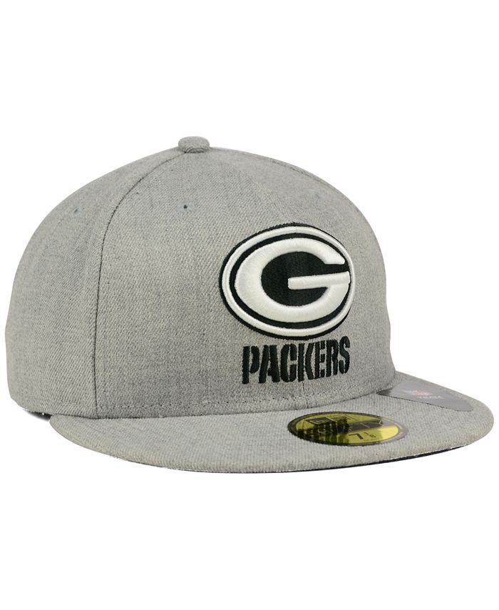 New Era Green Bay Packers Heather Black White 59FIFTY Fitted Cap - Macy's