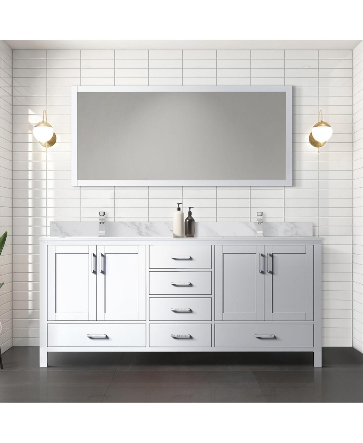 Click here for Vanirror 72 Inch Double Bathroom Vanity in White -... prices