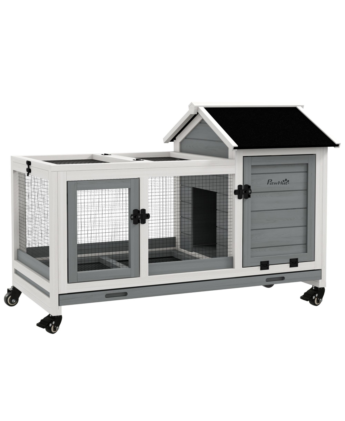 Click here for PawHut Wooden Rabbit Hutch with Wheels for Small A... prices