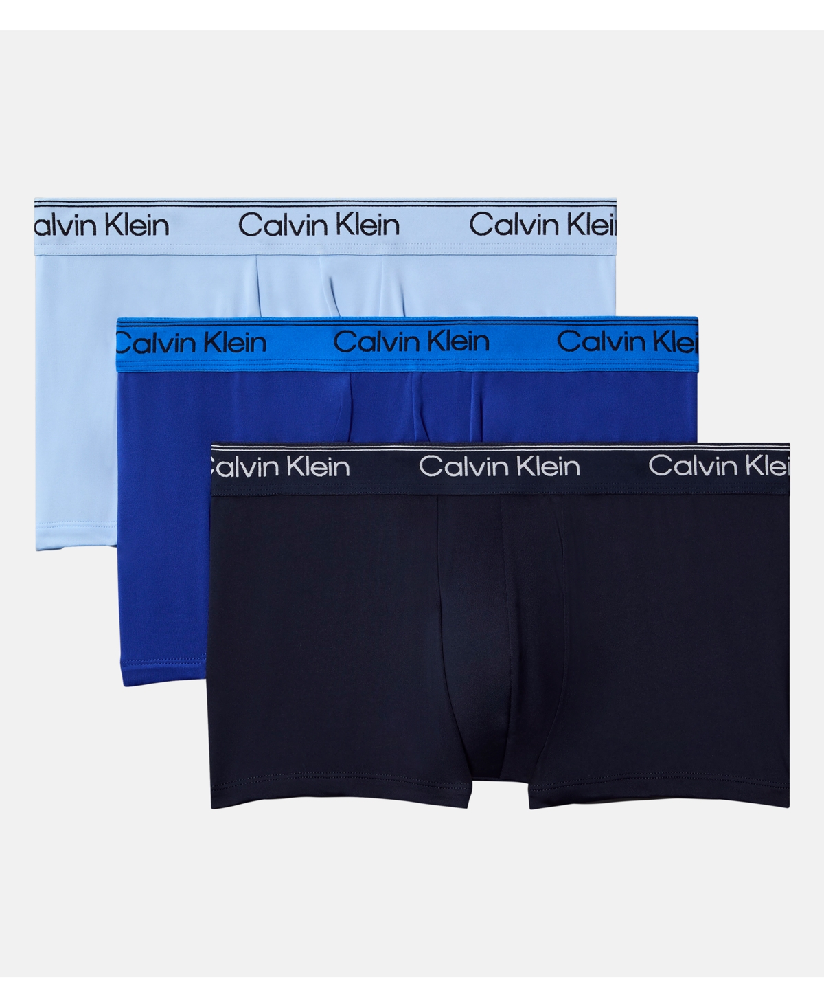 Calvin Klein Mens 3-Pack Low Rise Trunk - Shoreline/ Royalty/ Blue Bell