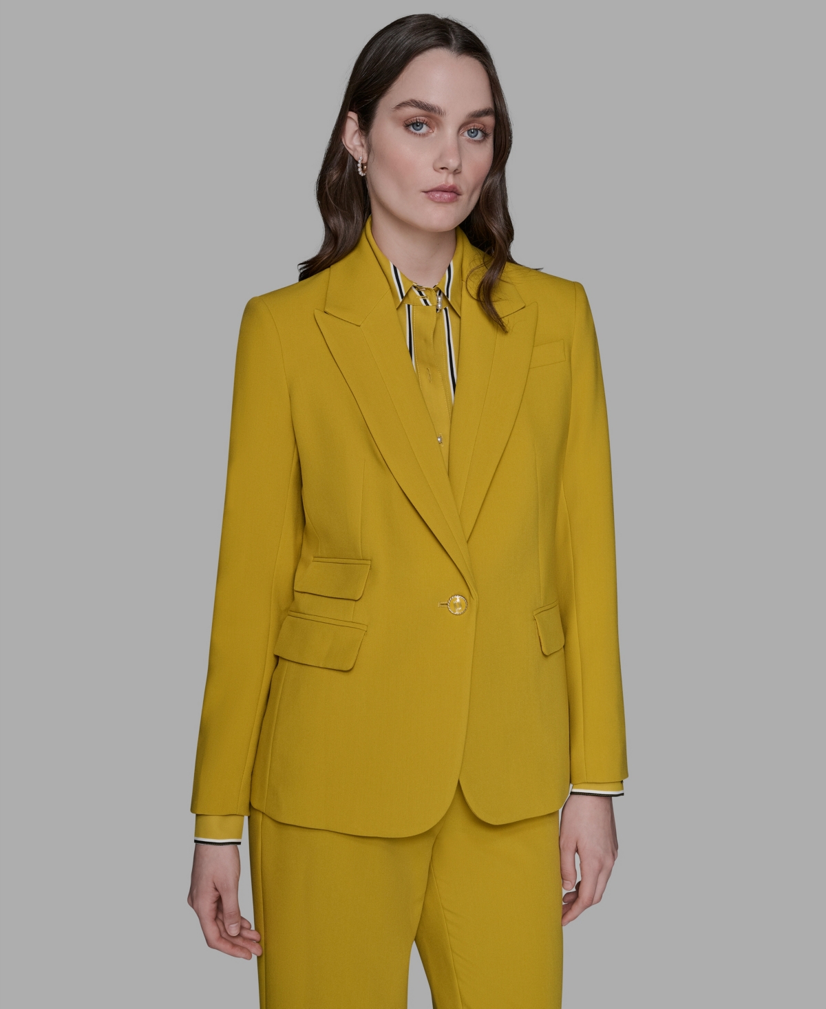 Click here for Karl Lagerfeld Paris Womens One-Button Blazer - Go... prices