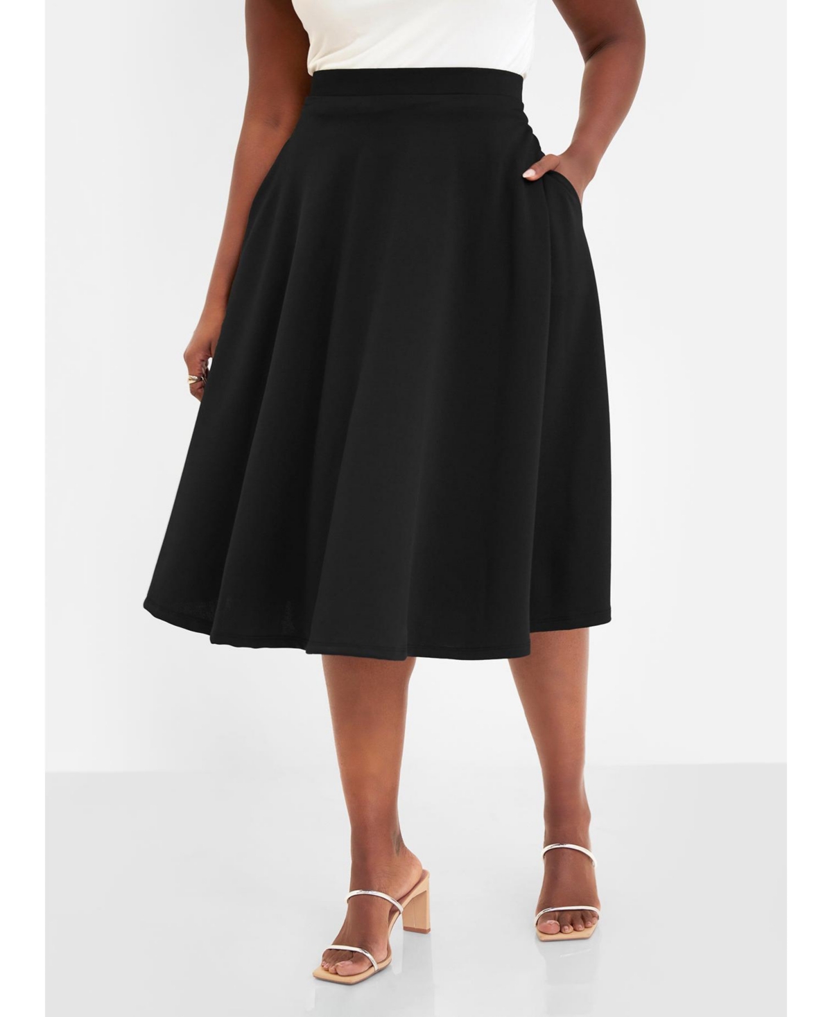 Click here for Rebdolls Womens Essential Black Midi Skater Skirt... prices