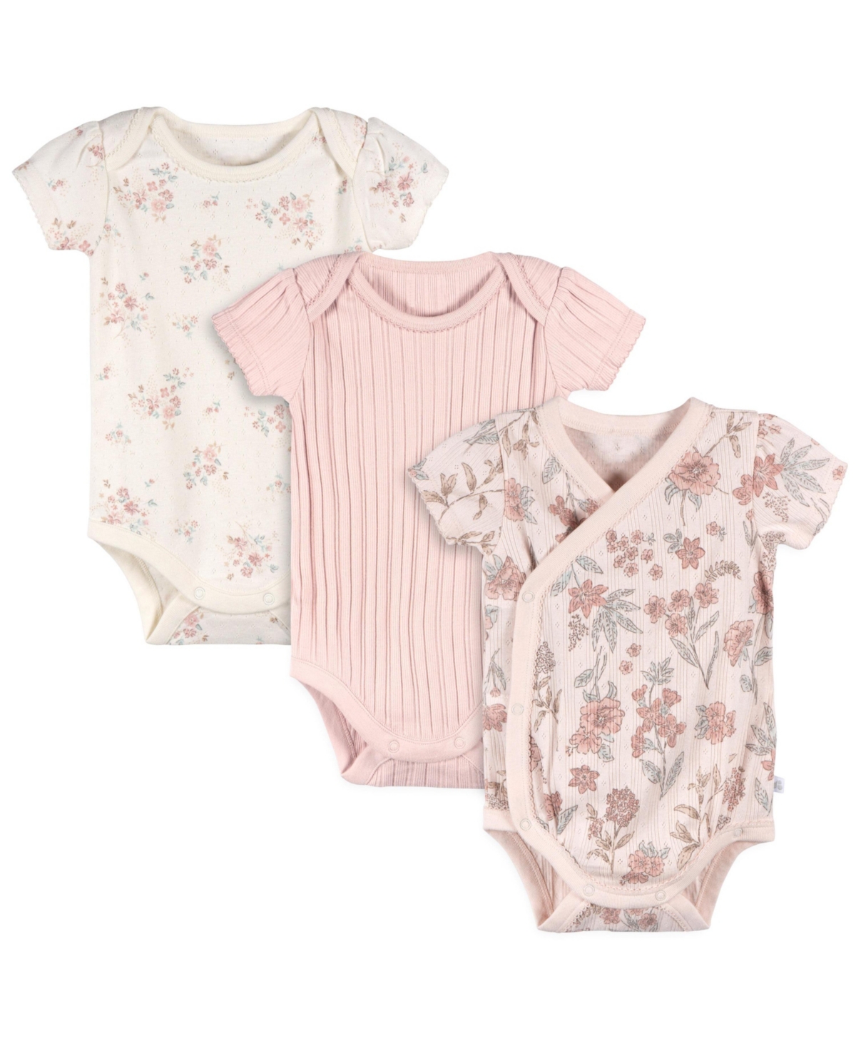 Click here for Just Born Baby Boys 3-pack Bodysuits - Pink floral... prices