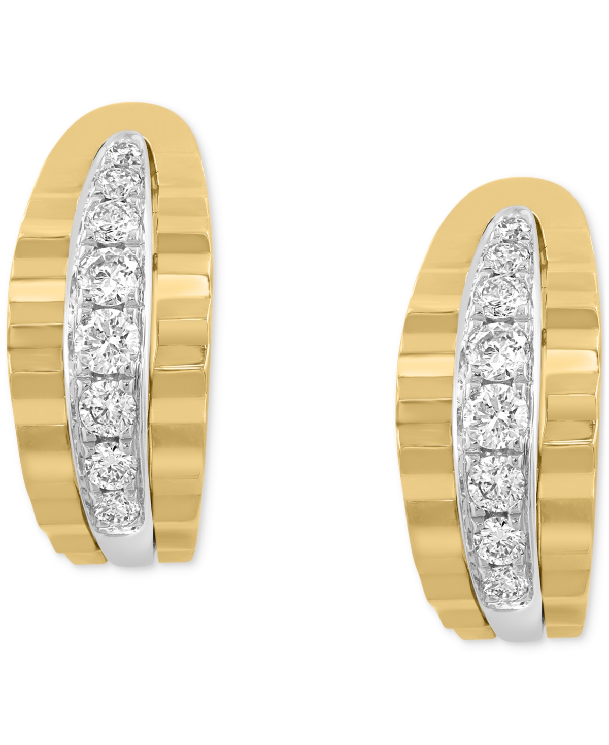 Click here for Effy Diamond Ridge Texture Half Hoop Earrings (3/8... prices