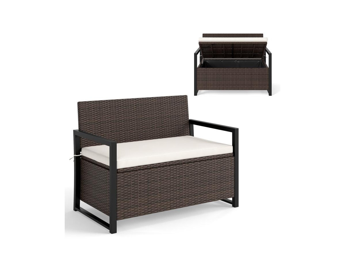 Click here for Akiudex 2-in-1 Outdoor Rattan Storage Bench with C... prices