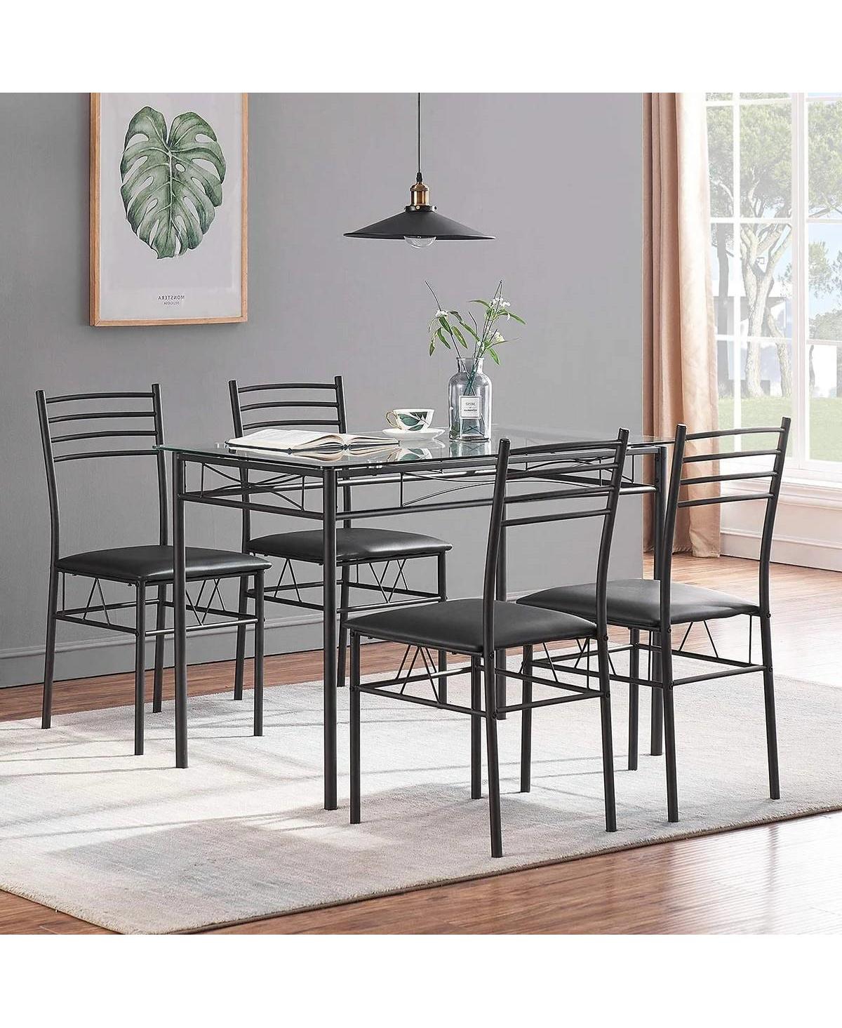 Click here for Slickblue Rectangular Glass Dining Table with 4 Ch... prices