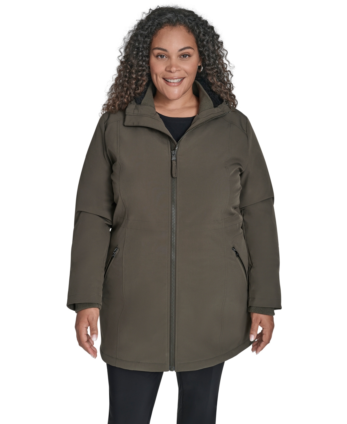 Click here for Calvin Klein Womens Plus Size Hooded Faux-Fur-Line... prices