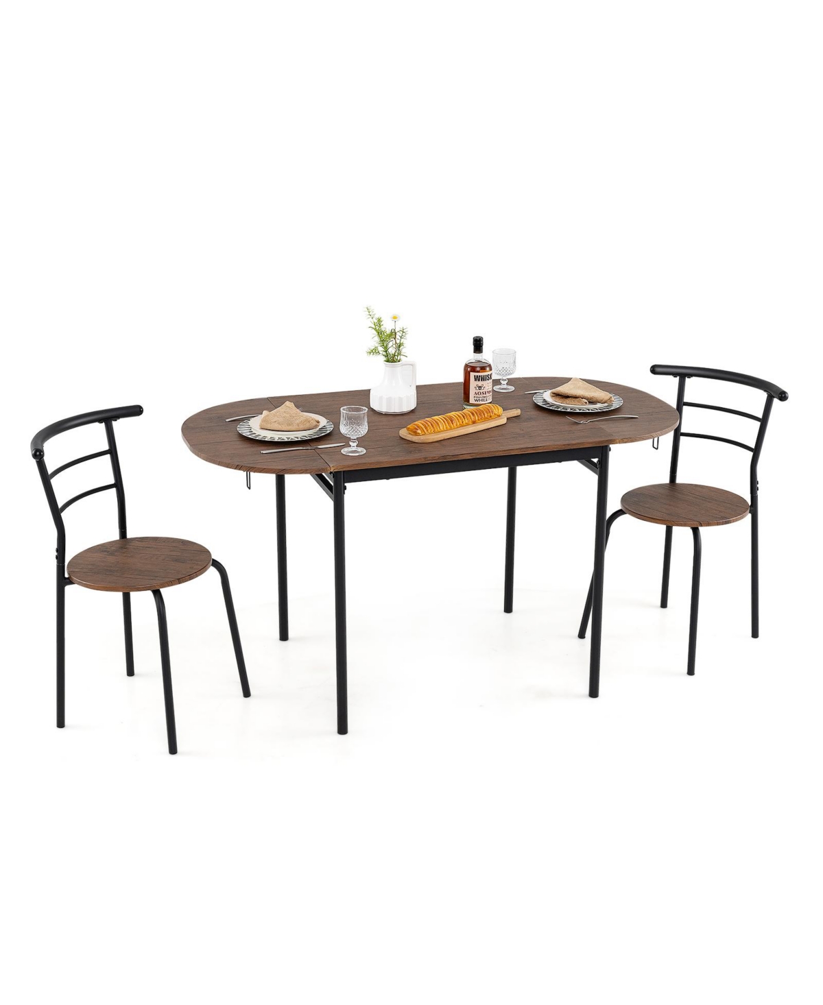 Click here for Gymax 3 Pcs Foldable Dining Table Set w/ 2 Chairs... prices