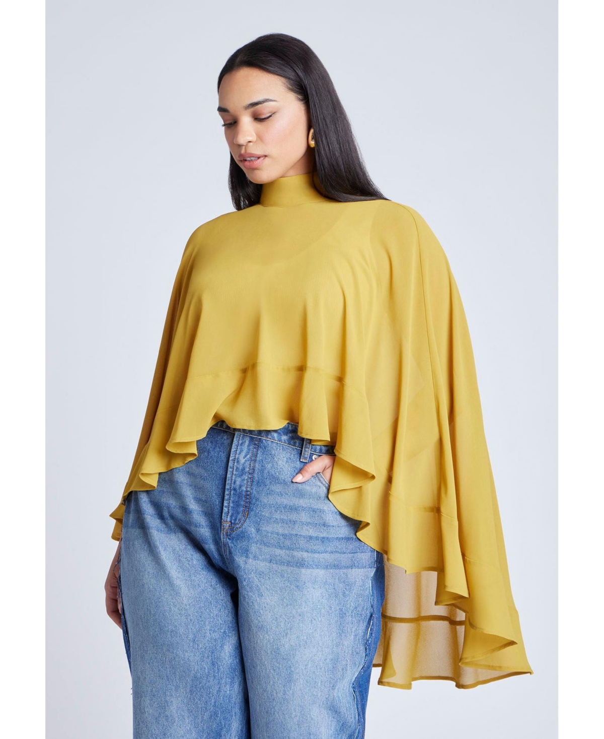 Click here for Eloquii Womens Plus Size Ruffle Detail Asym Cape -... prices