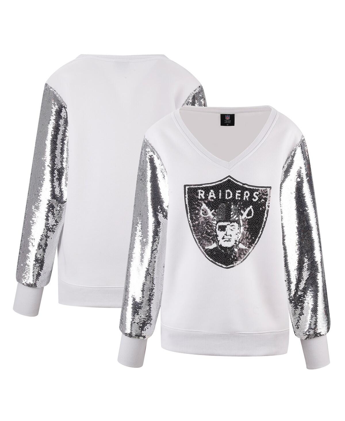 Click here for Cuce Womens White Las Vegas Raiders Sequin Sleeve... prices