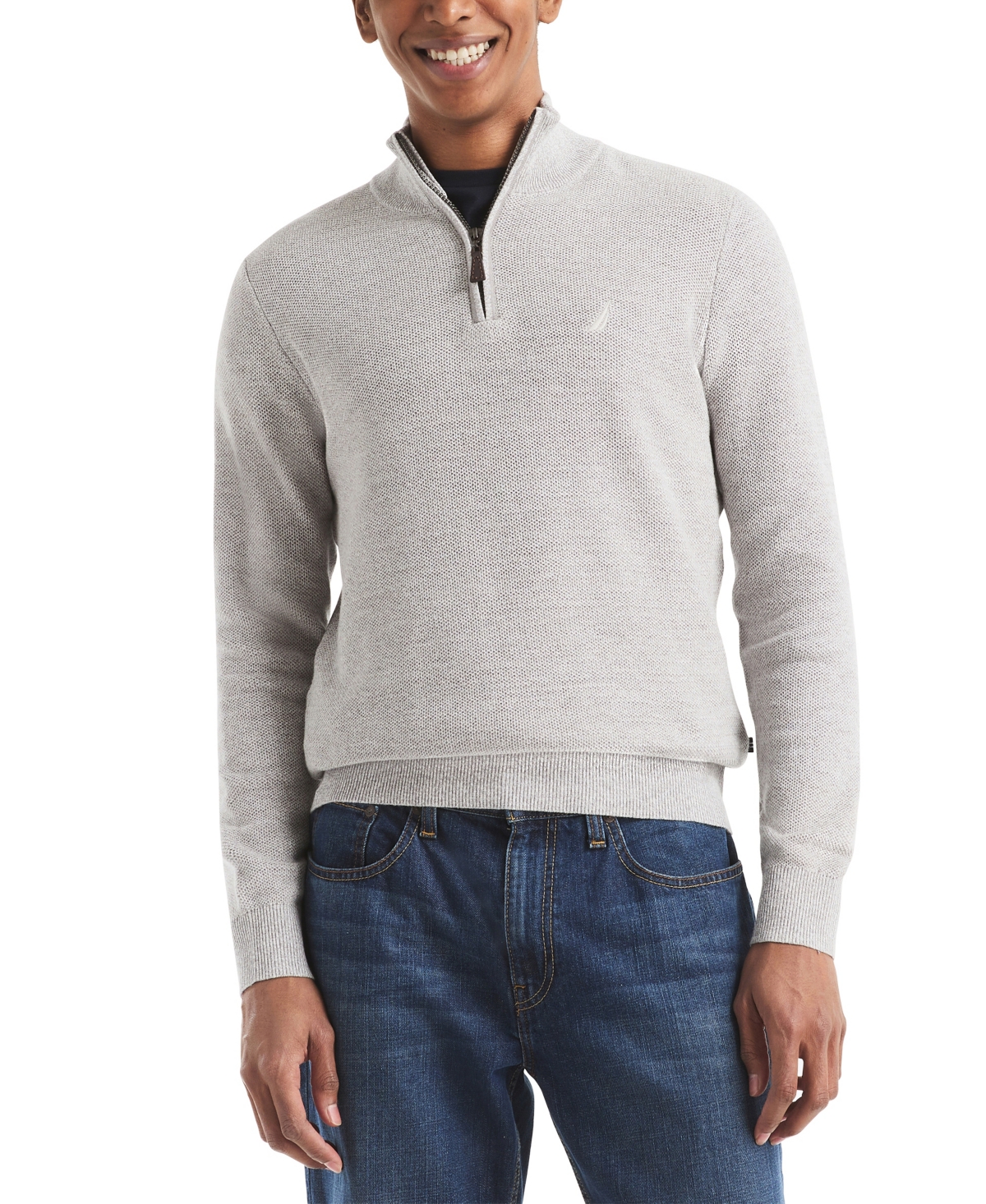 Click here for Nautica Mens Ribbed Collar Sweater - Sail White prices