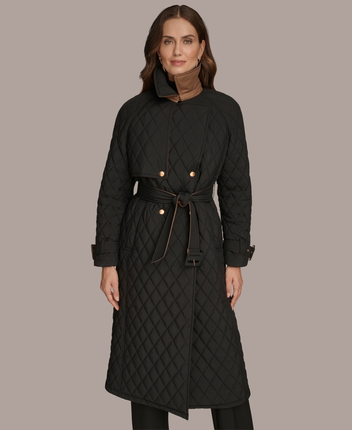 Click here for Donna Karan New York Womens Belted Maxi Quilted Co... prices