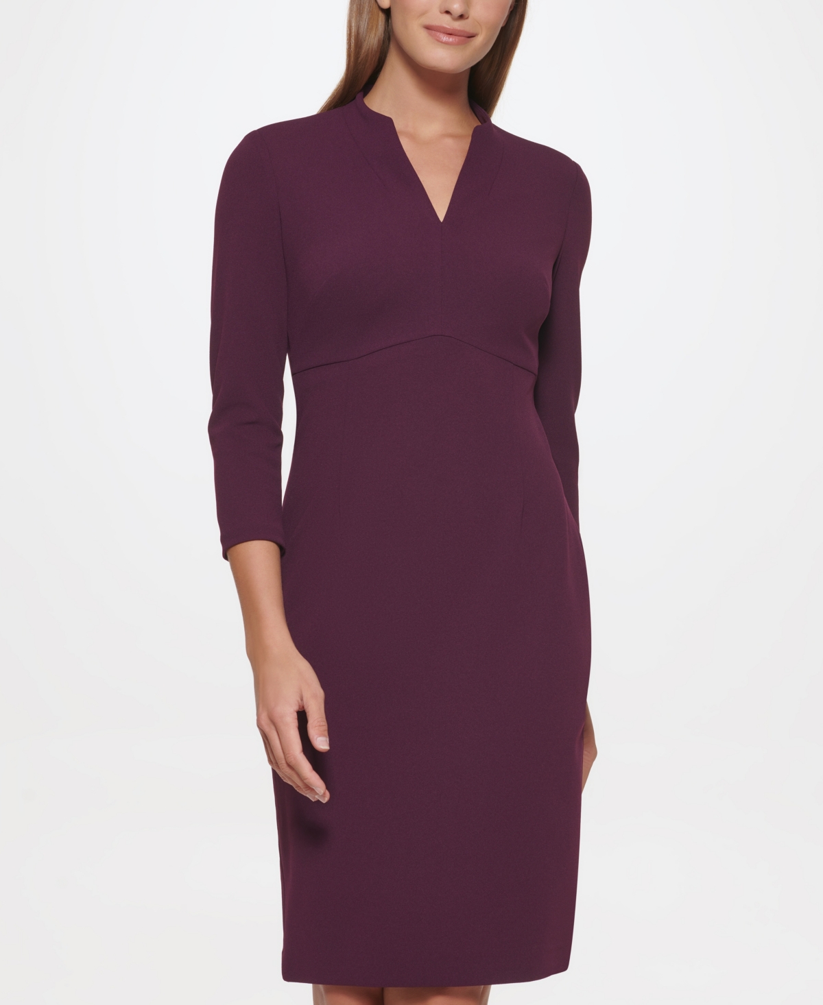 Click here for Calvin Klein Womens V-Neck Sheath Dress - Aubergin... prices