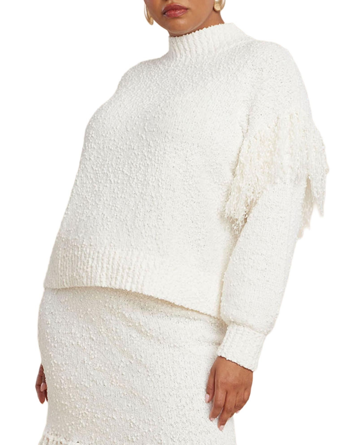 Click here for Eloquii Womens Shoulder Fringe Detail Sweater - Je... prices