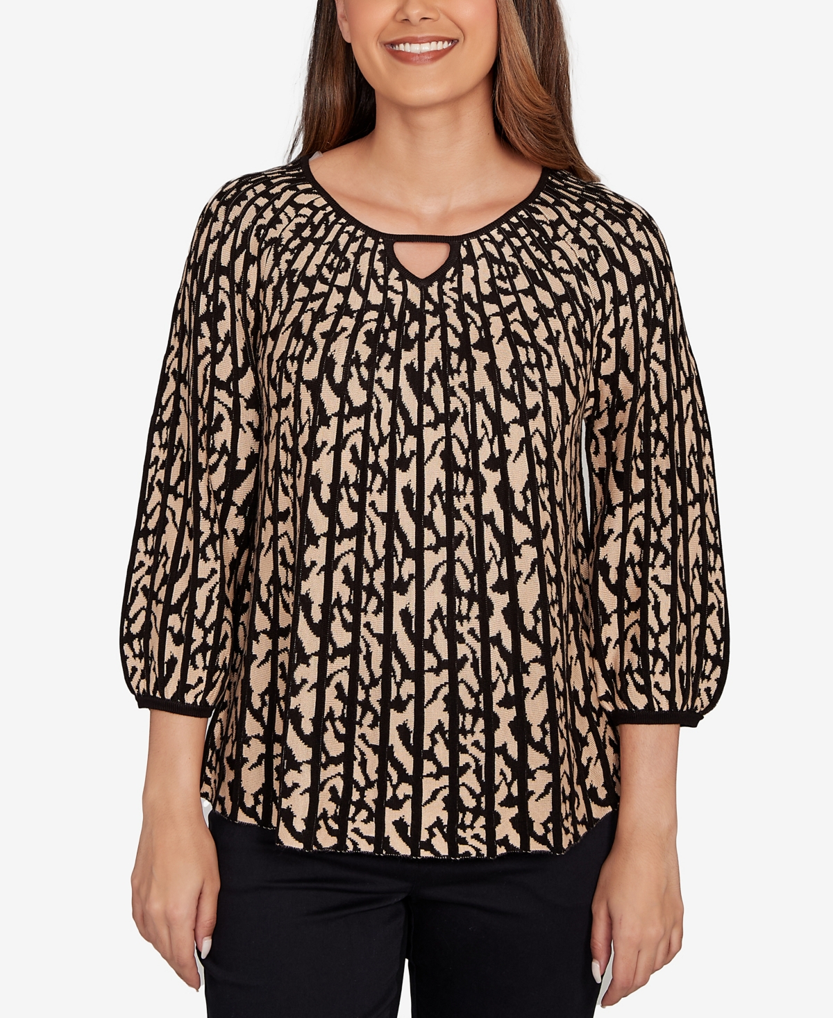 Click here for Ruby Rd. Petite Gored Texture Animal Print Sweater... prices