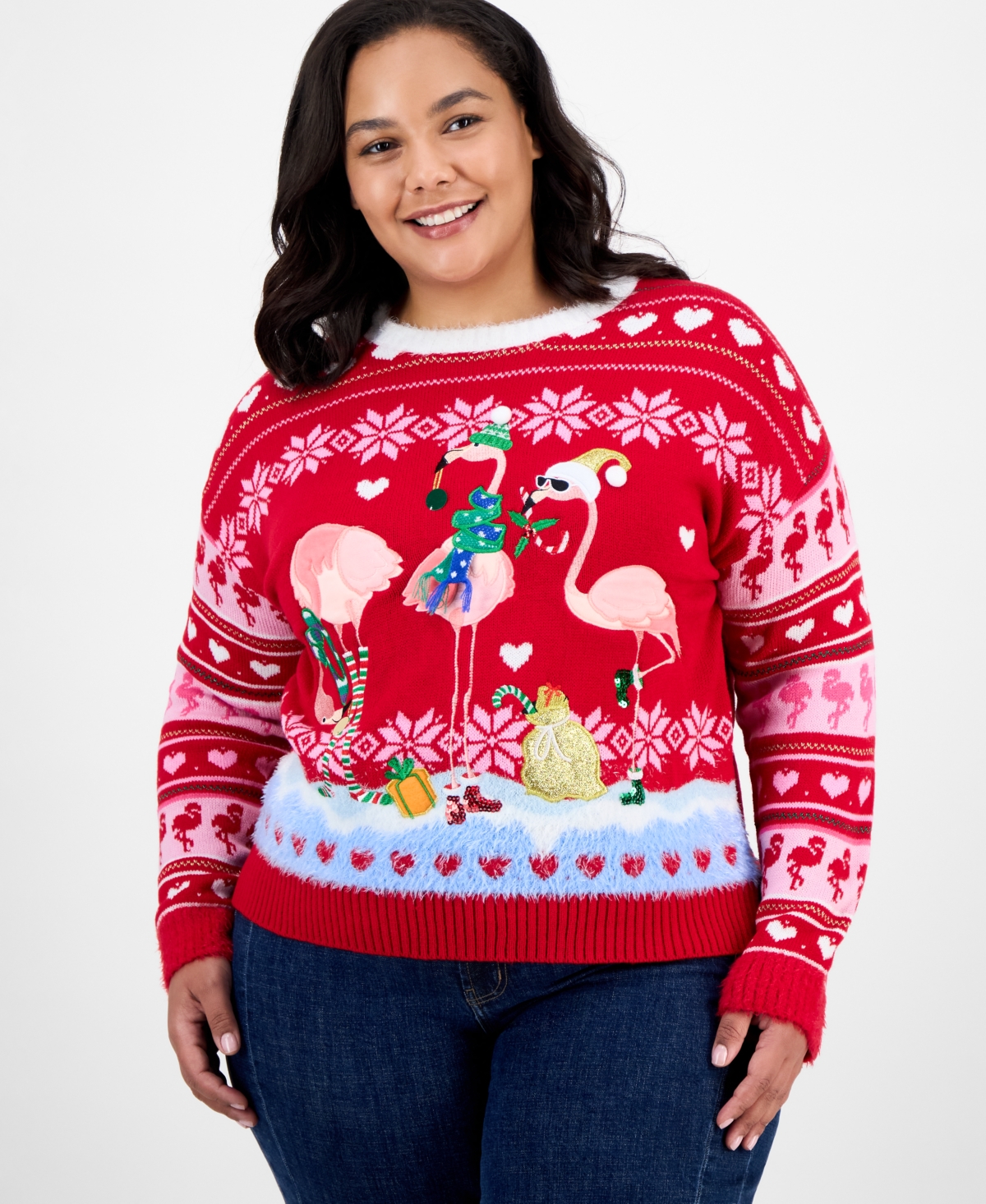 Click here for Its Our Time Trendy Plus Flamingo Ugly Xmas Sweate... prices