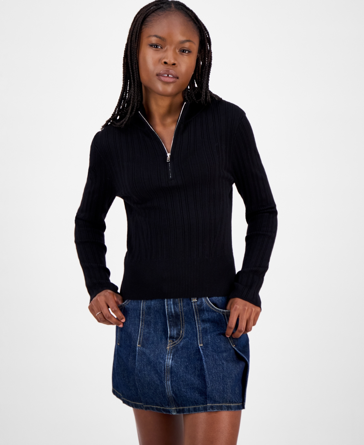 Click here for Hooked Up by Iot Juniors Variegated Rib-Knit Half-... prices