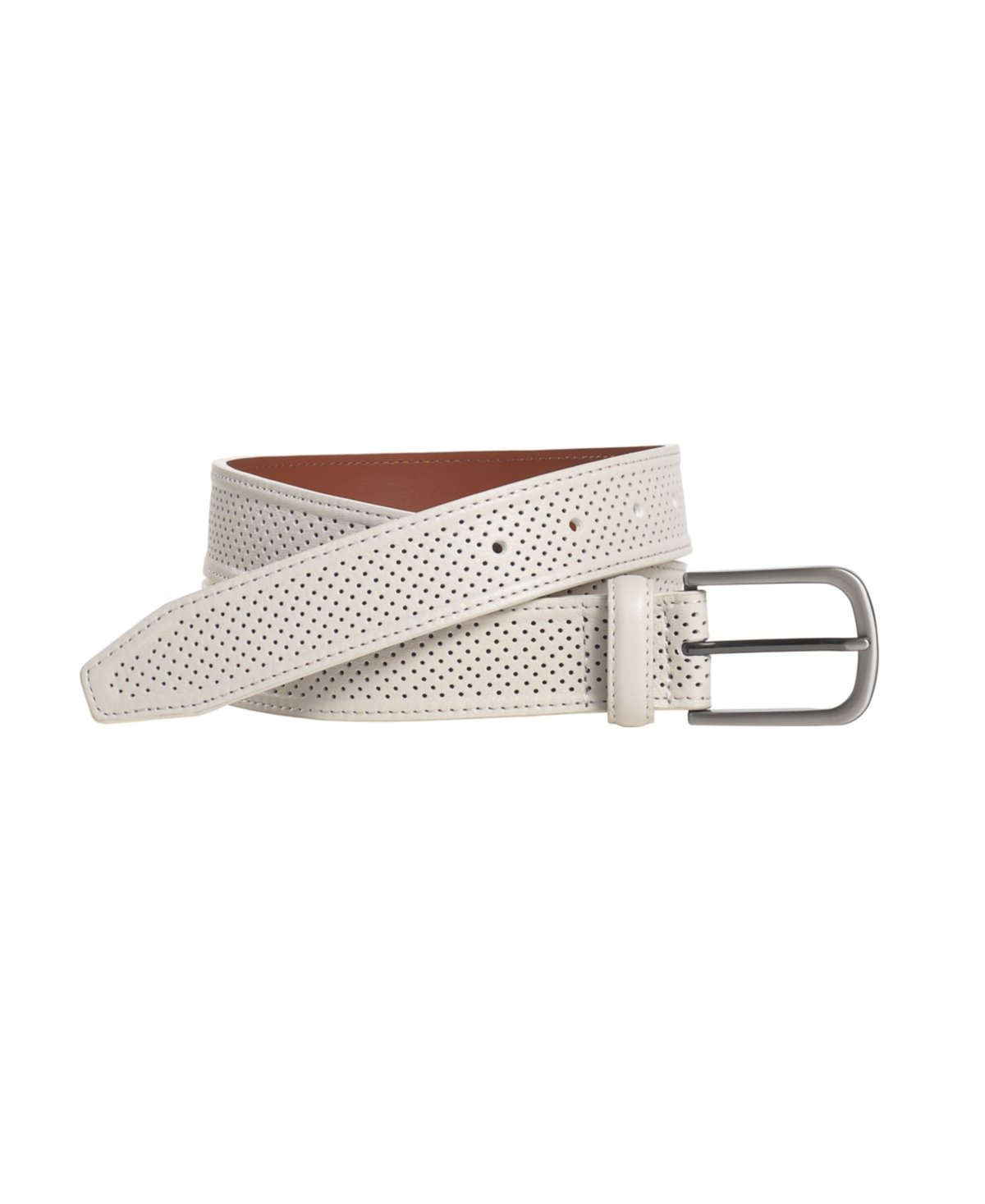 Click here for Johnston & Murphy Mens Soft Perforated Belt - Whit... prices