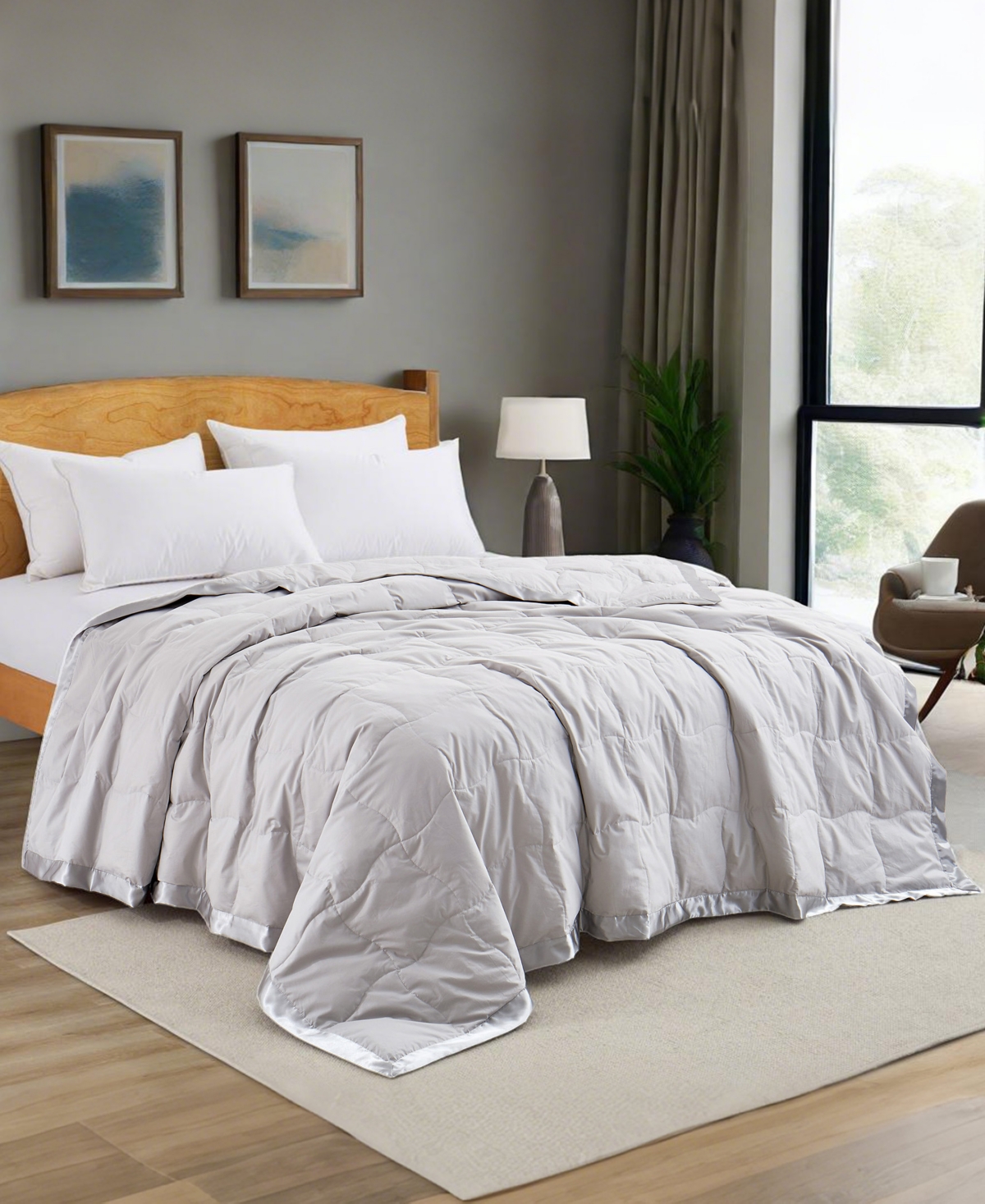 Click here for Unikome Oversized Lightweight Satin Trim Feather a... prices