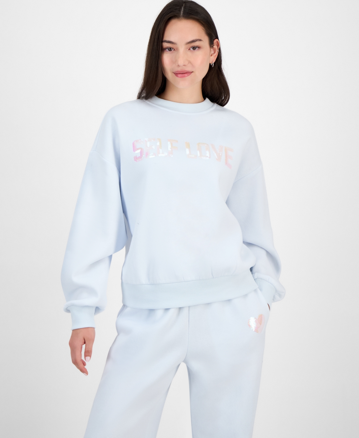 Click here for Madden Girl Juniors Sequin Self Love Sweatshirt -... prices