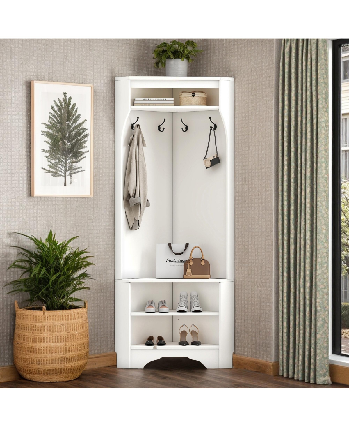 Click here for Vanirror Minimalist Corner Hall Tree with Shoe Ben... prices