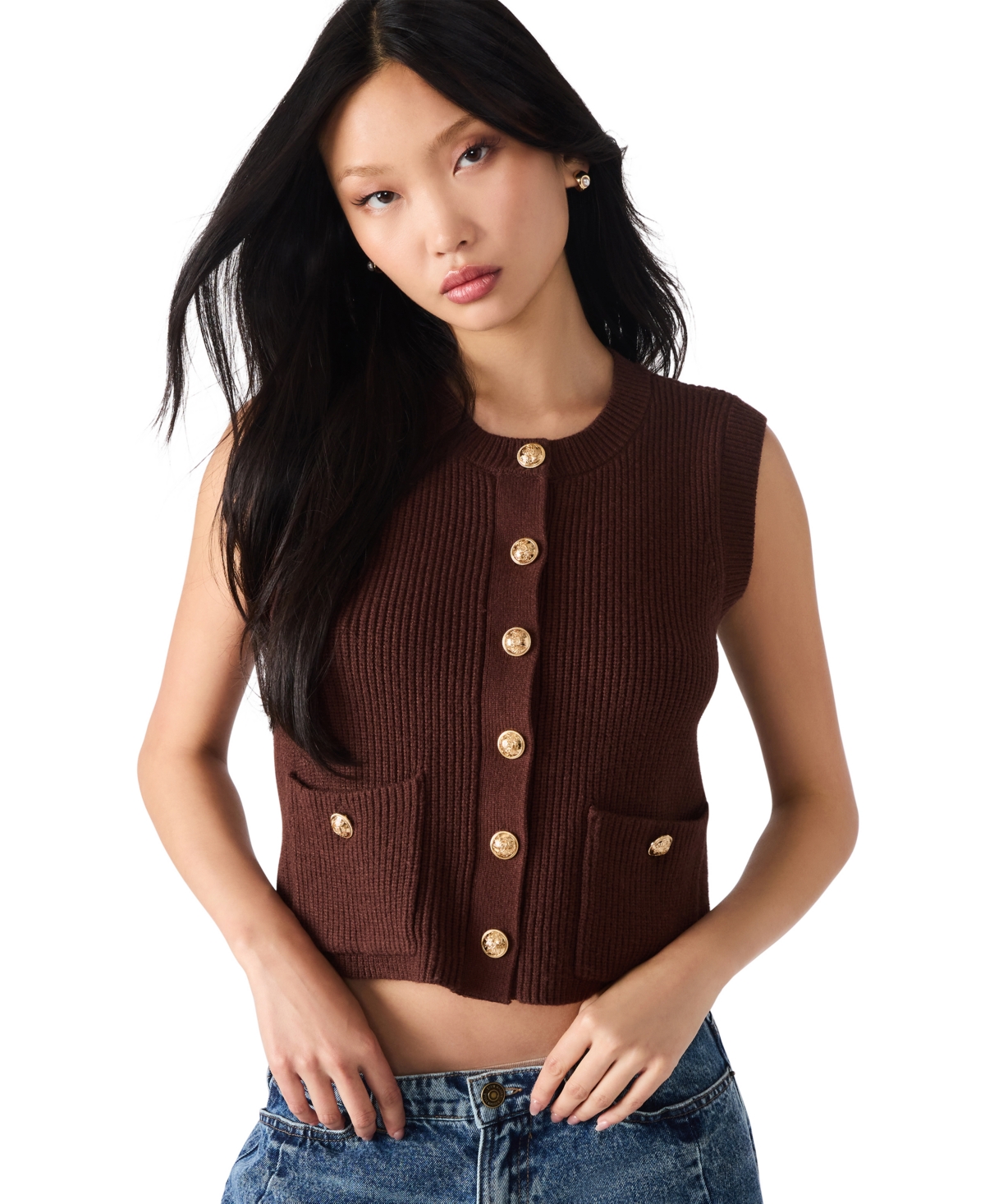 Click here for Steve Madden Womens Aliya Sleeveless Knit Sweater... prices