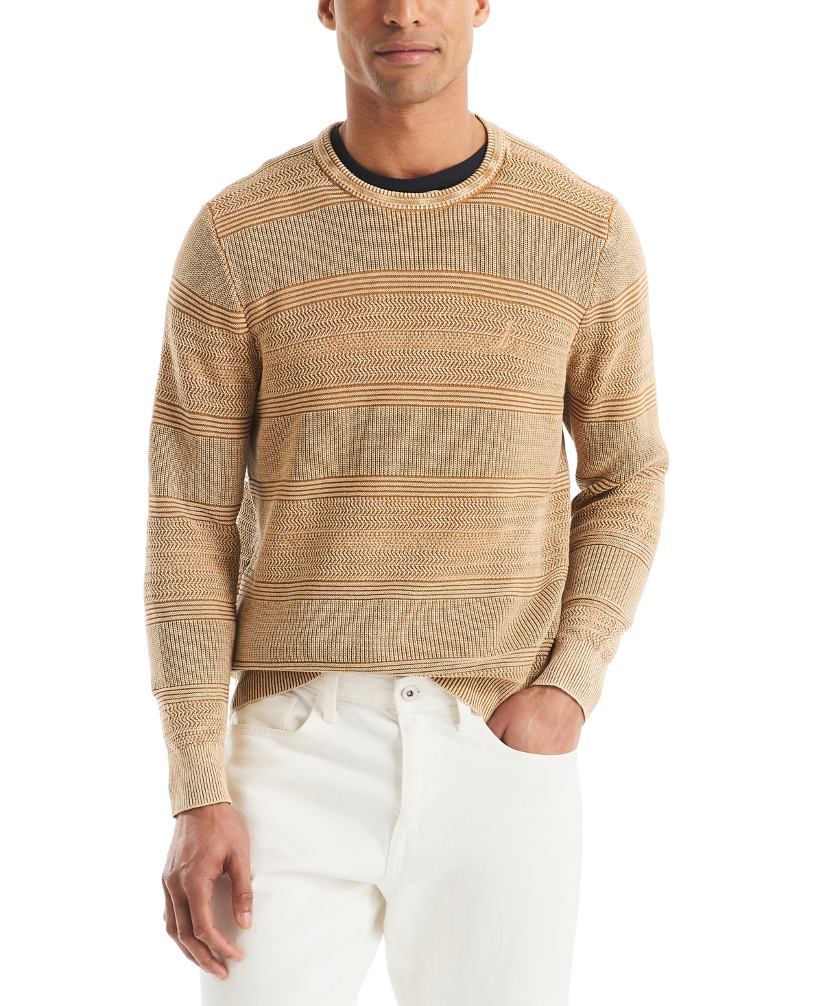 Click here for Nautica Mens Stonewashed Crewneck Sweater - Honey... prices