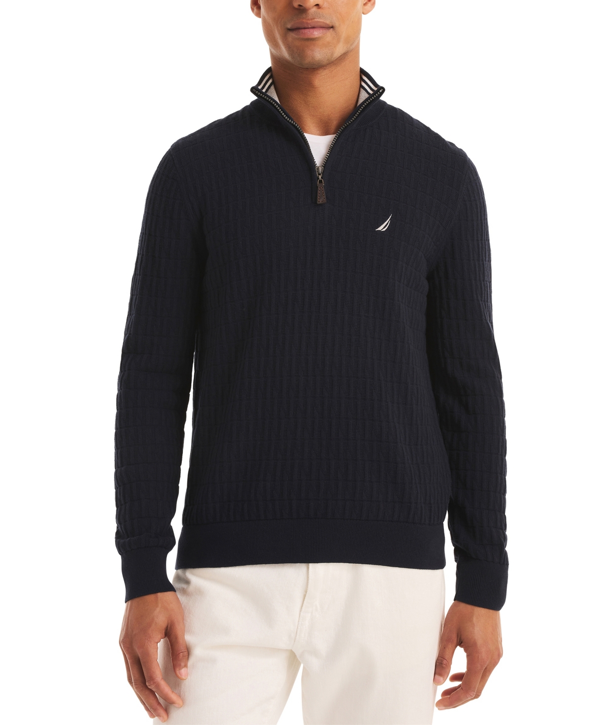 Click here for Nautica Mens Classic Fit Quarter Zip Sweater - Nav... prices