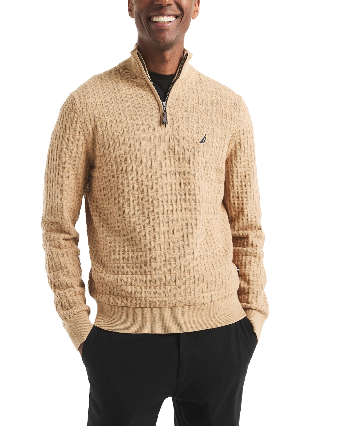Click here for Nautica Mens Classic Fit Quarter Zip Sweater - Coa... prices