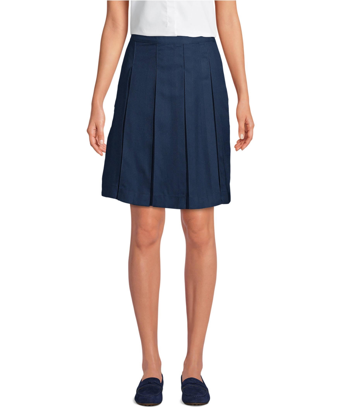 Click here for Lands End Tall Tall Top of Knee Solid Box Pleat Sk... prices