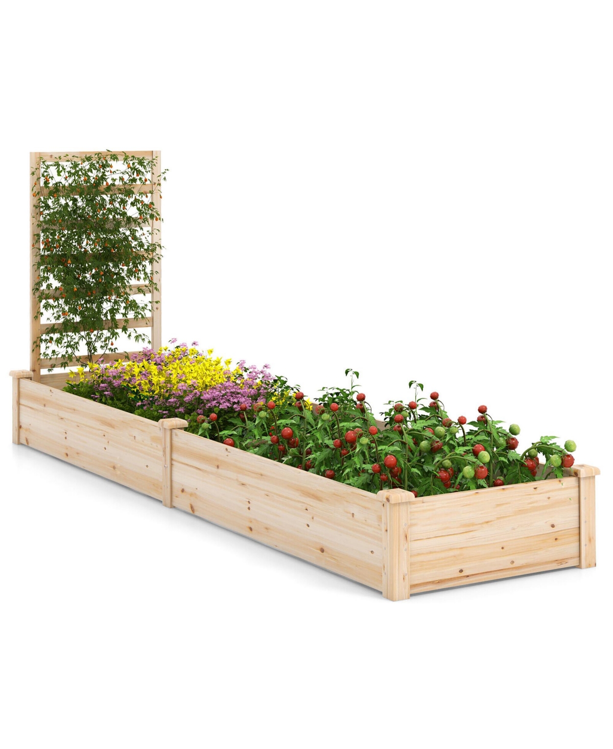 Click here for Gymax Raised Garden Bed Wooden Planter Box with Di... prices