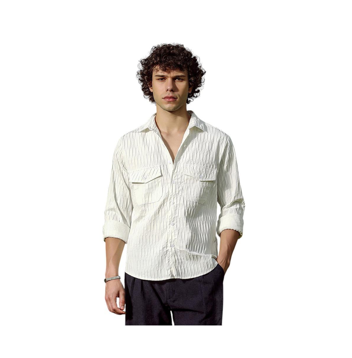 Click here for Campus Sutra Crimp-Tactile Utility Shirt - White prices