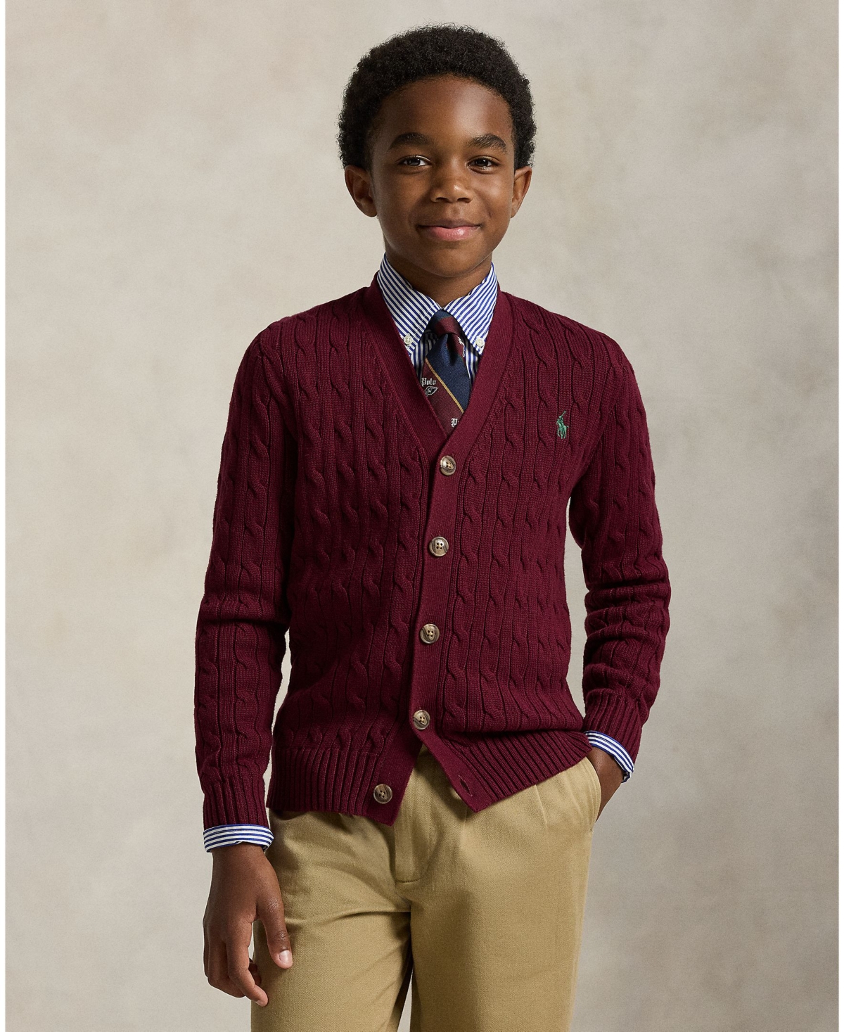 Click here for Polo Ralph Lauren Big Boys Cable-Knit Cotton V-Nec... prices