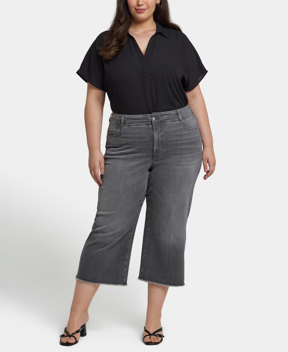 Click here for Nydj Plus Size Brigitte Wide Leg Capri Jeans - Fro... prices
