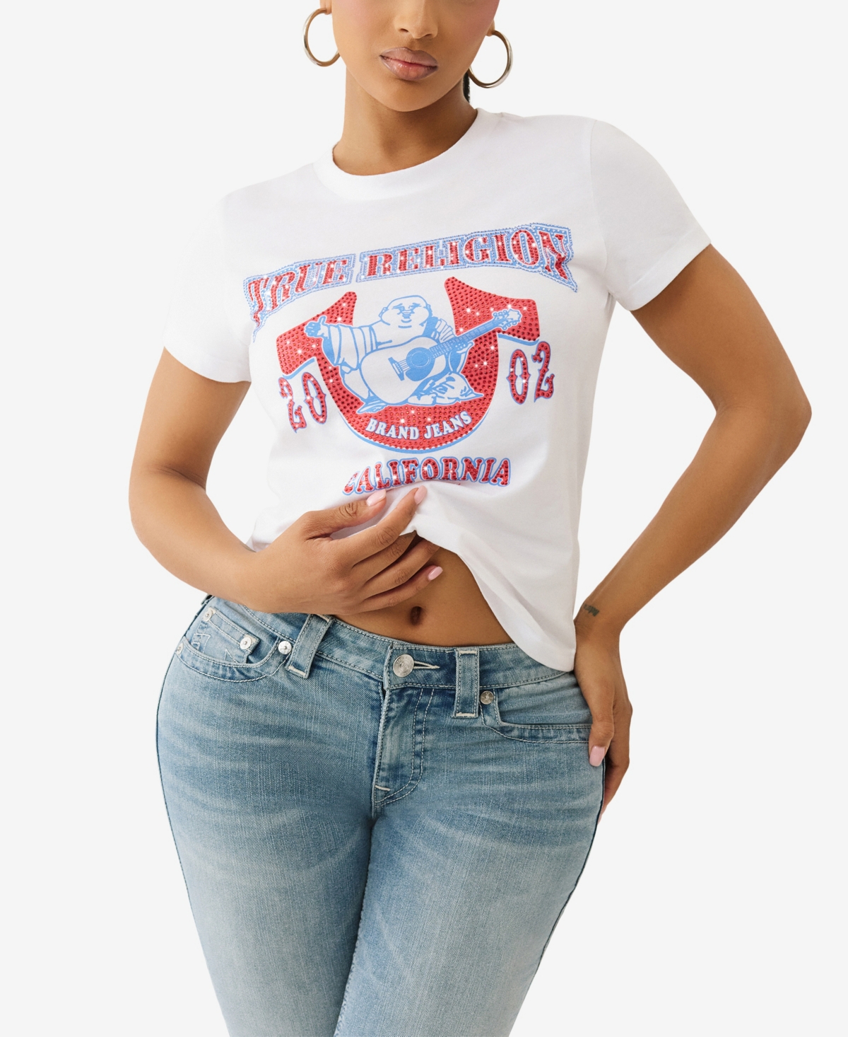 Click here for True Religion Womens Buddha Crystal Crew Neck T-Sh... prices