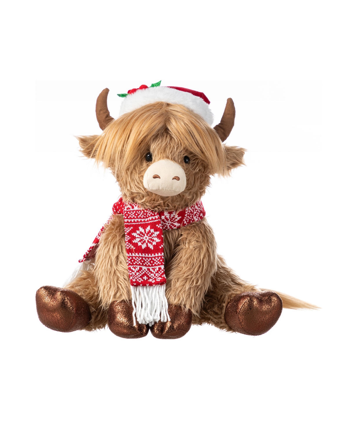 Click here for Glitzhome 15.25 Christmas Fabric Highland Cow - Mu... prices