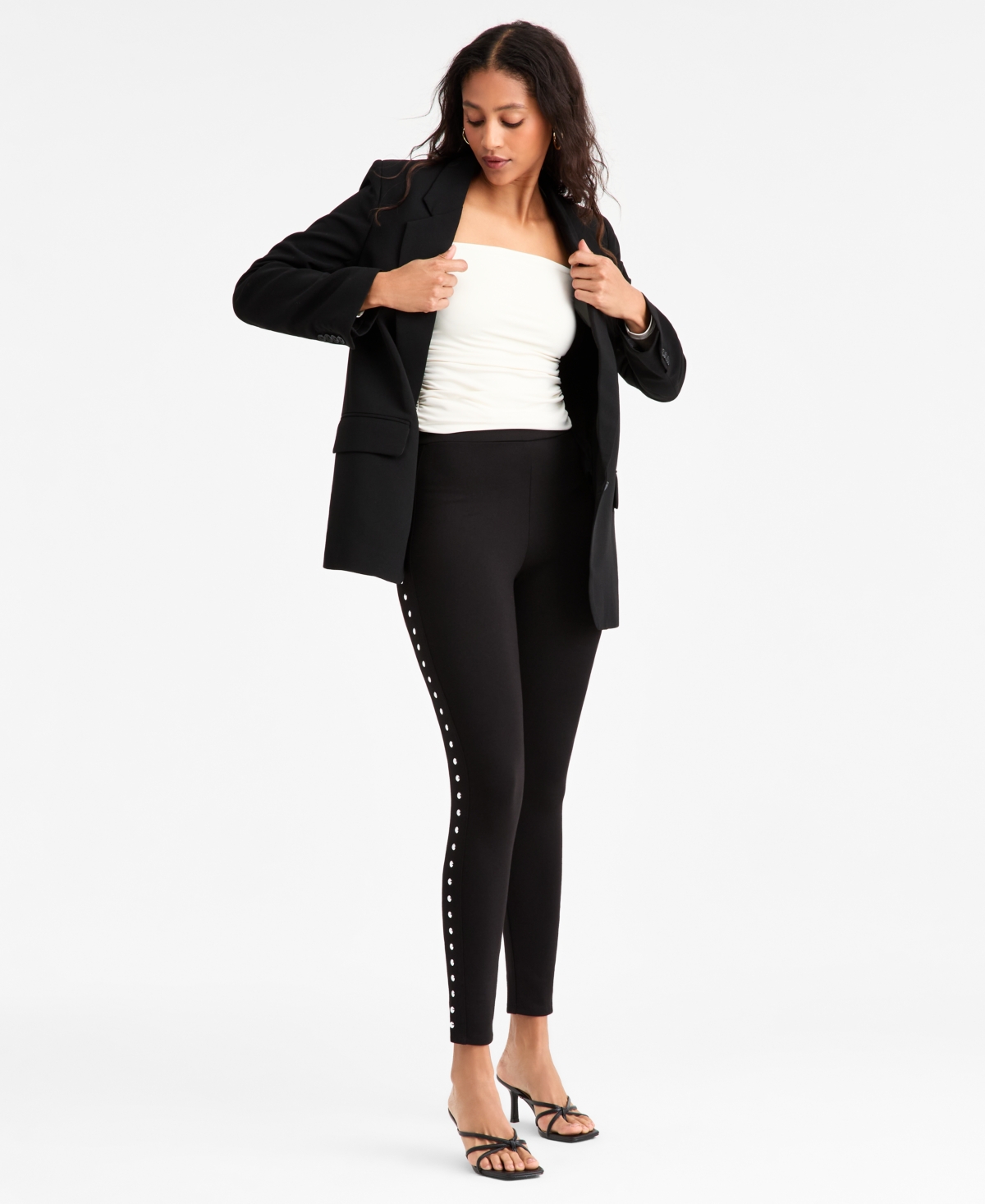Click here for Bar Iii Womens Ponte-Knit Studded Leggings  Macys... prices