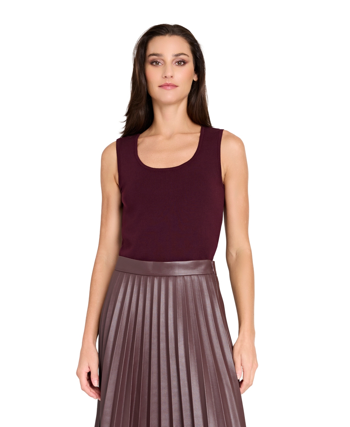 Click here for Tahari Asl Womens Scoop Neck Tank Sweater - Plum prices