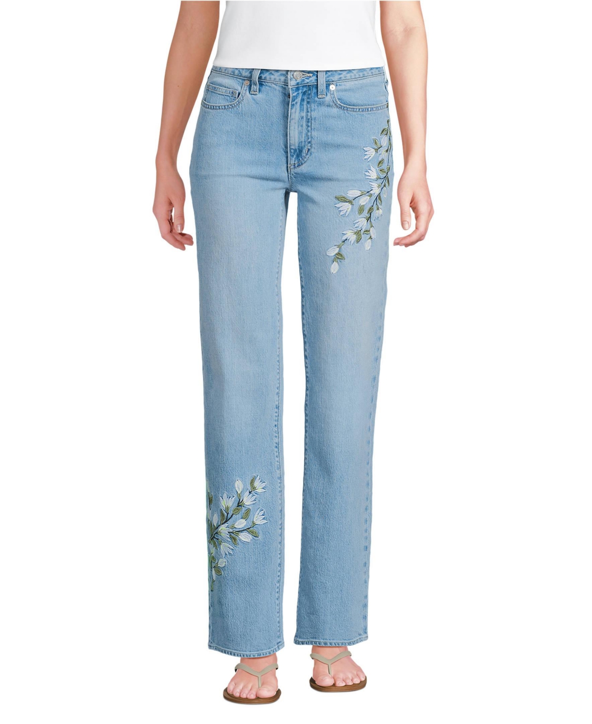 Click here for Lands End Womens Soft Denim Mid Rise Relaxed Strai... prices