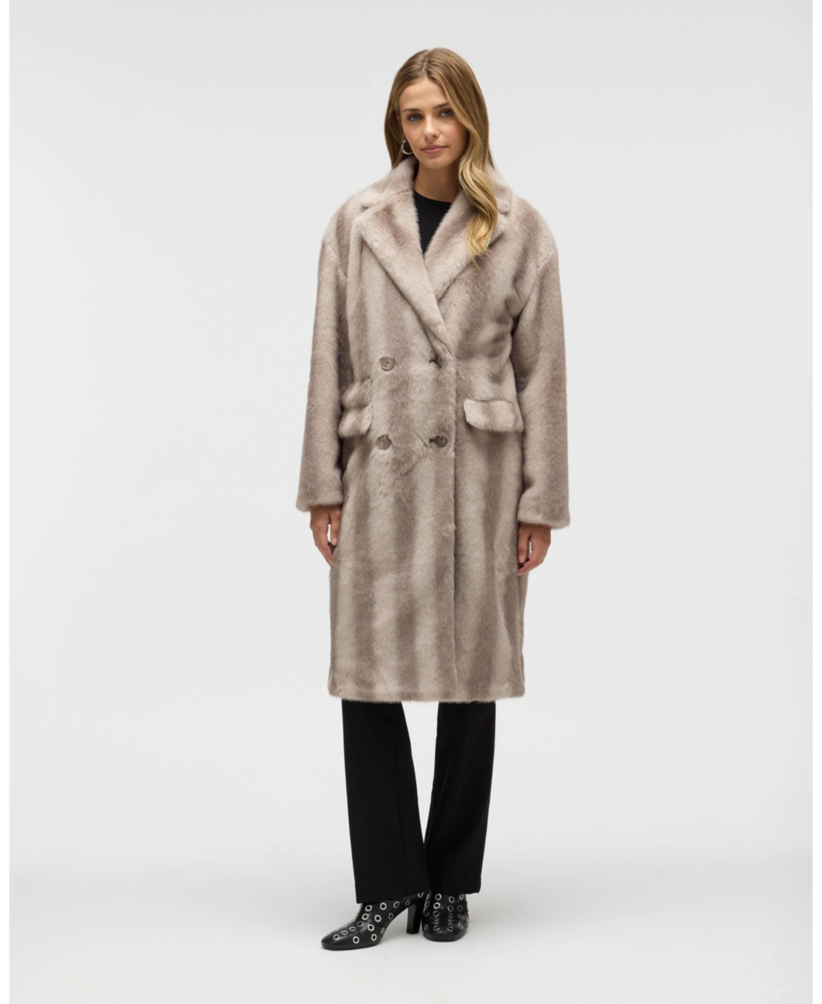 Click here for Nvlt Womens Military Mink Faux Fur Coat - Silver prices