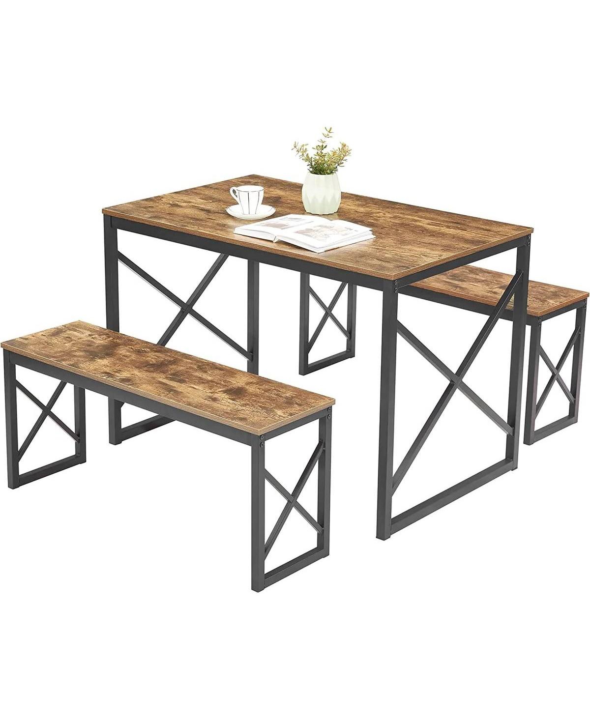 Click here for Slickblue Wood-Top Kitchen Dining Table with 2 Bac... prices