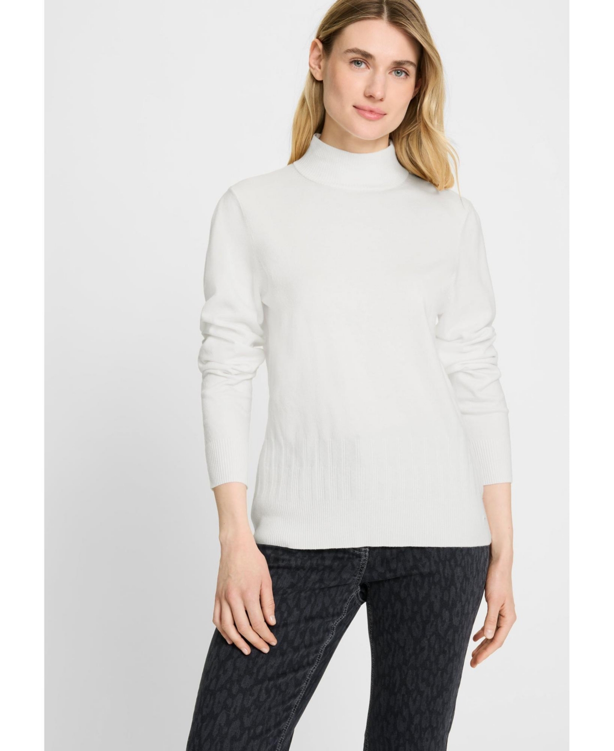 Click here for Olsen Solid Mock Neck Sweater - Off white prices