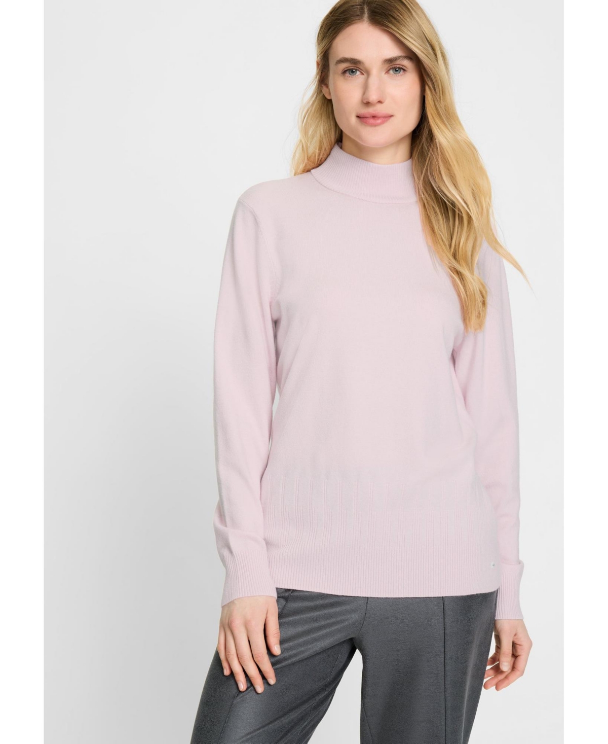 Click here for Olsen Solid Mock Neck Sweater - Parfait pink prices